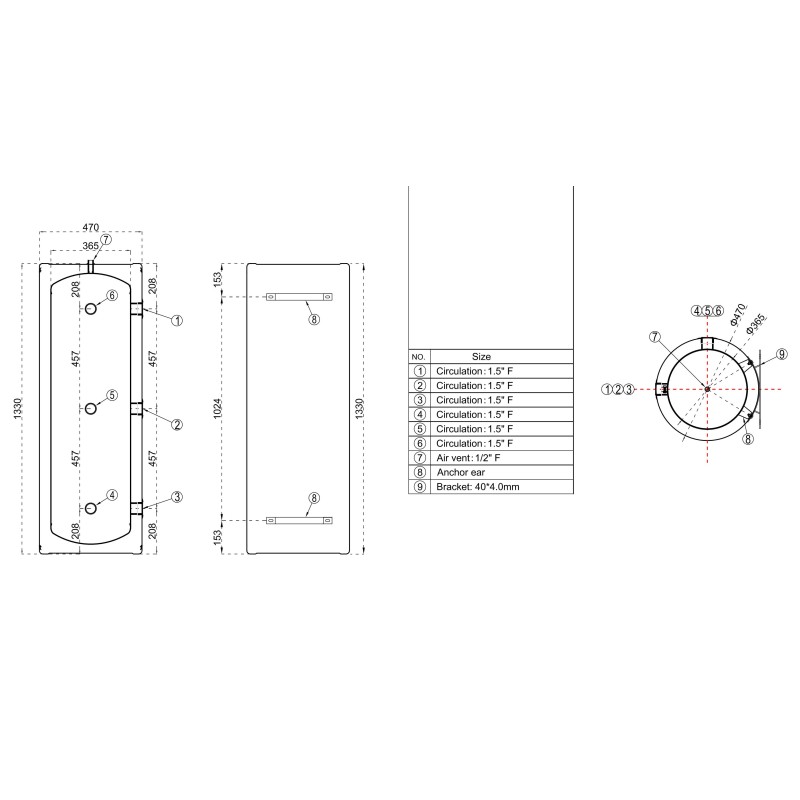Buffer Tank 120L Heat Pump JPT-120 Stainless Steel SUS 304 | ProEcoSolar
